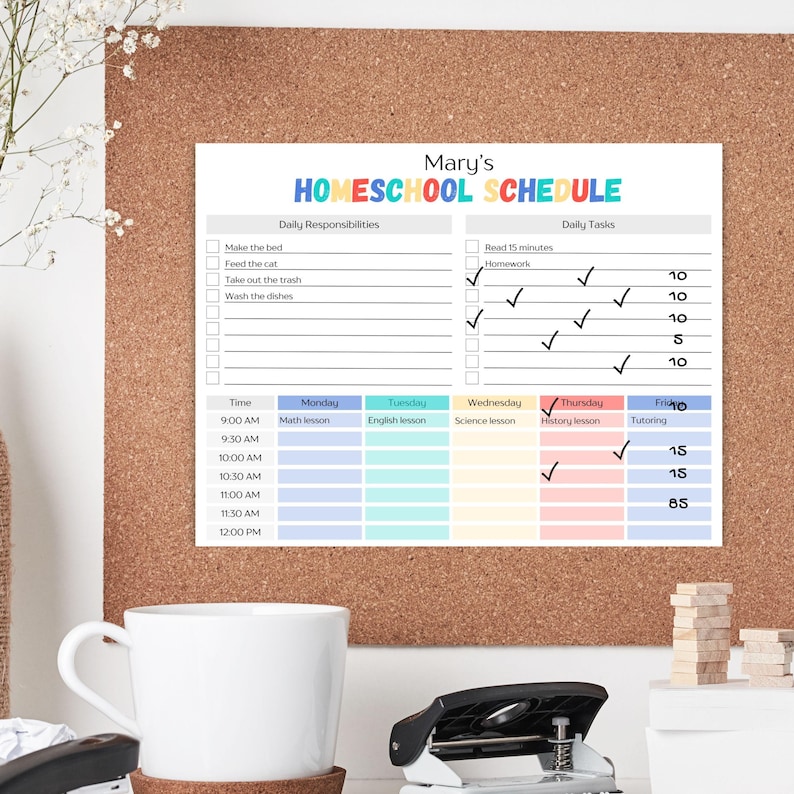 Editable Homeschool Schedule Template: Colorful Daily Planner (digital ...
