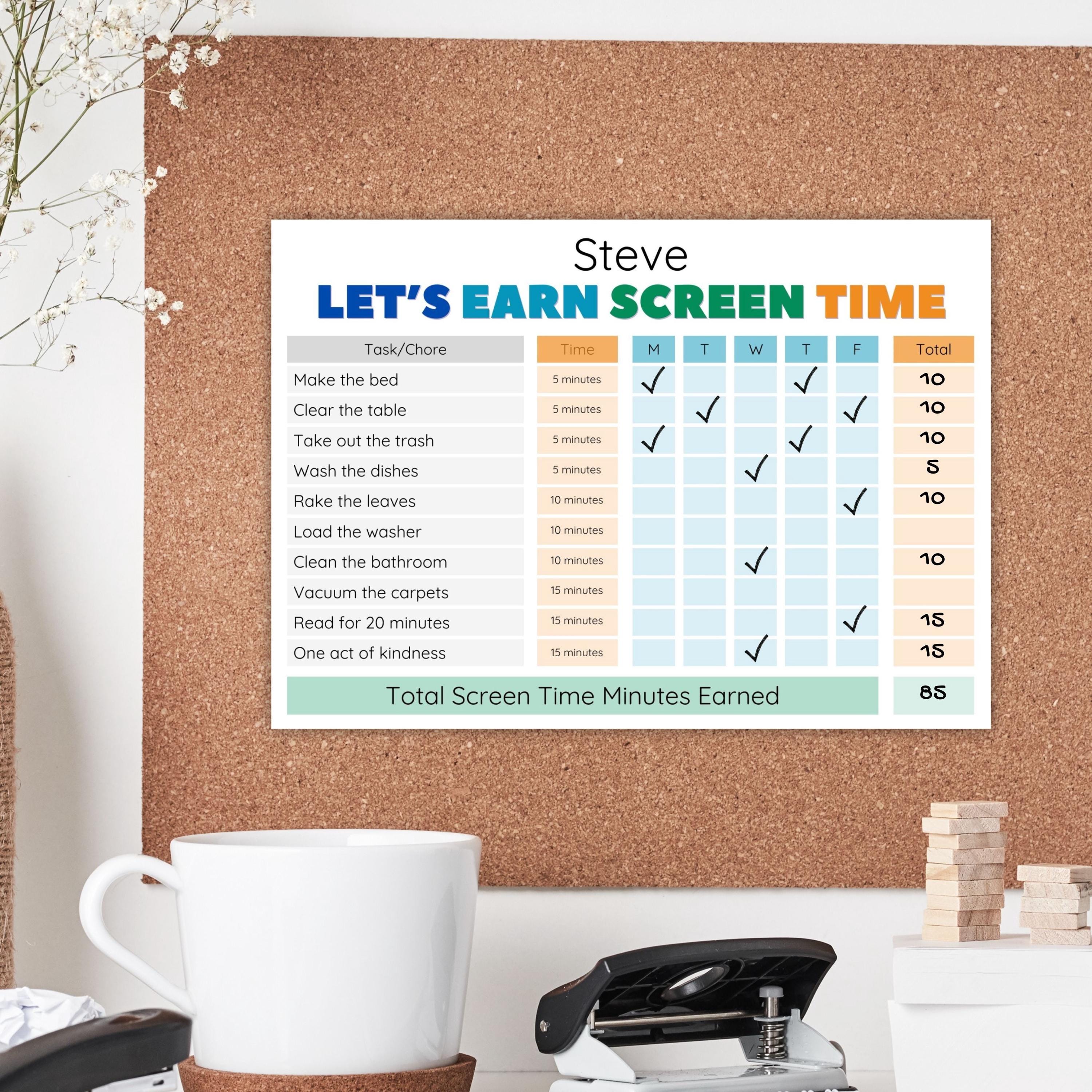 Screen Time Chore Chart: Editable Summer Checklist (digital Download ...