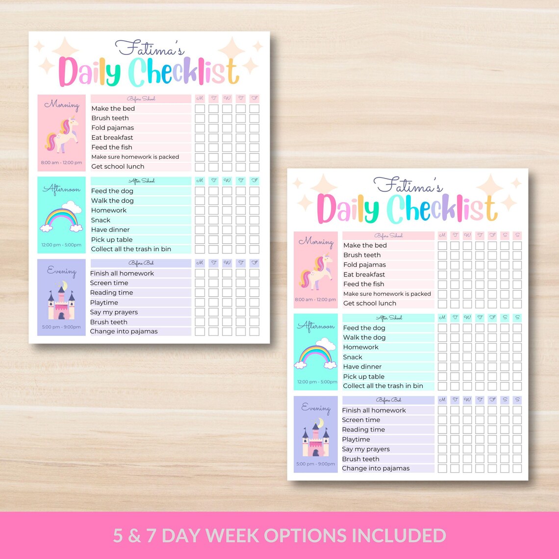 Kids Unicorn Daily Routine Checklist | You Can Do It | Positive ...