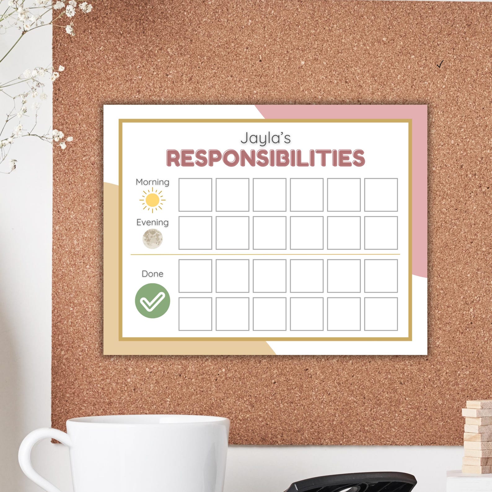 Kids Daily Responsibilities Chart | Customizable | Children's Colorful ...