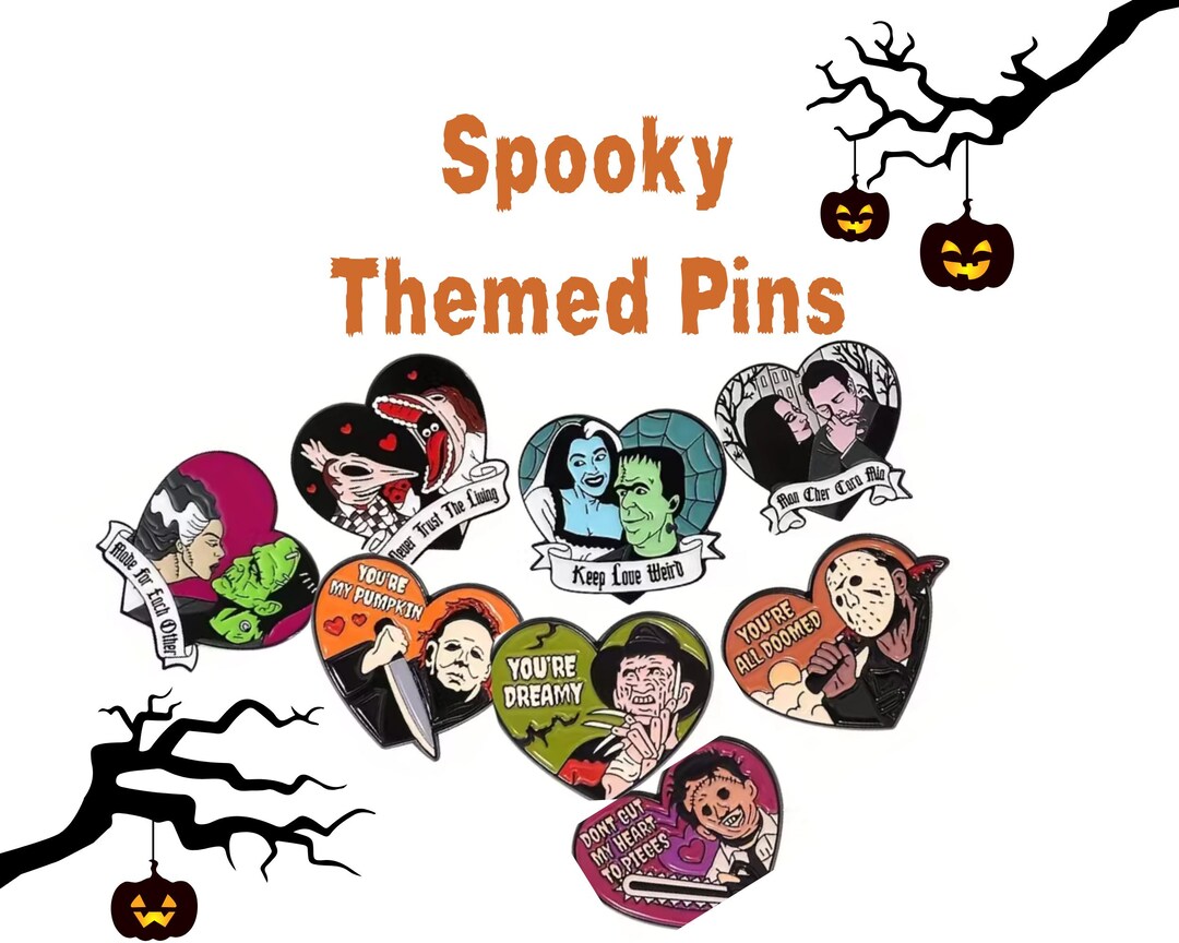 Spooky Heart Enamel Pins: Halloween Horror Ghouls - Etsy