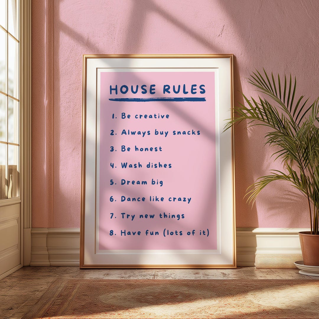 Cute House Rules Print, Quote Print, House Rules Print, Wall Art, House ...