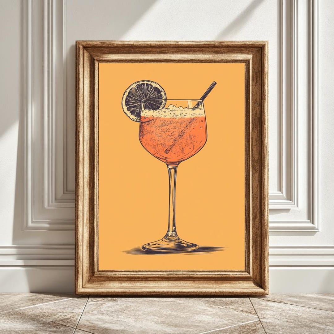 Aperol Spritz Drawing Print, Digital Art Print, Bar Decor, Cocktail ...