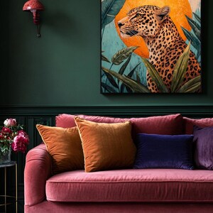 Boho Style Leopard Digital Art Print, Animal Wall Decor, Living Room ...