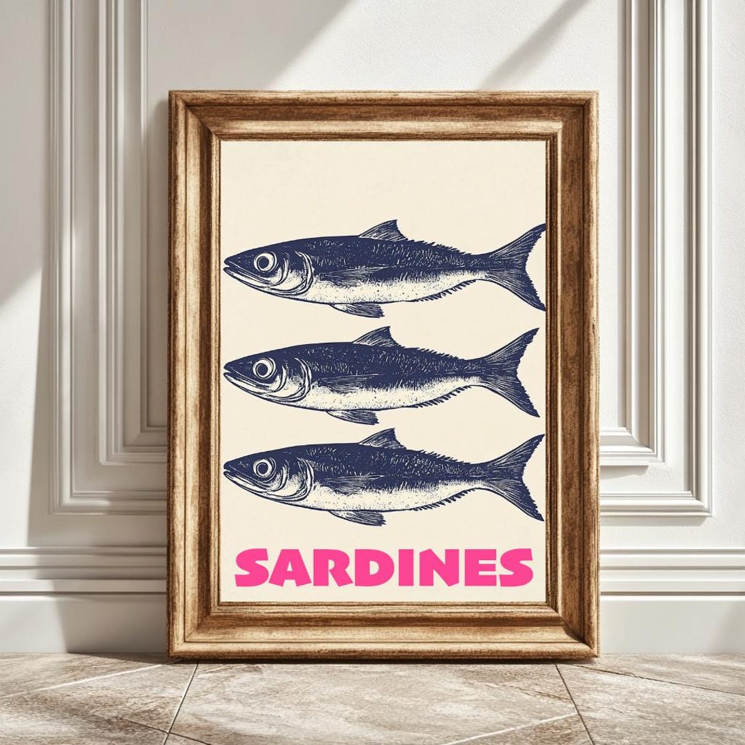 Three Sardines Wall Art Printable, Instant Download Print, Seafood ...