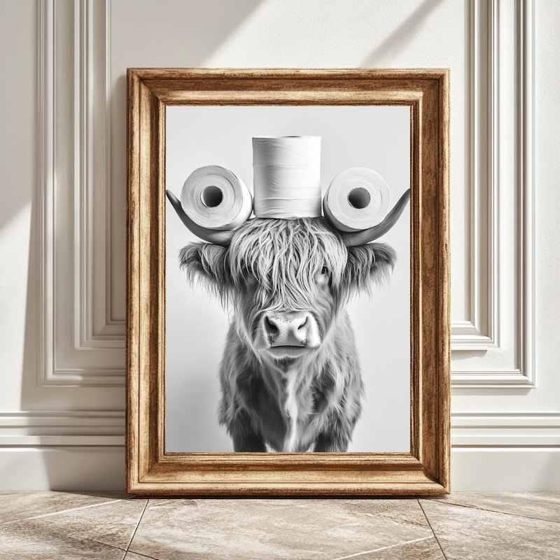 Bathroom Sign Cow Print - Etsy