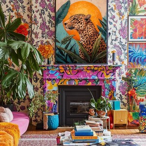 Boho Style Leopard Digital Art Print, Animal Wall Decor, Living Room ...