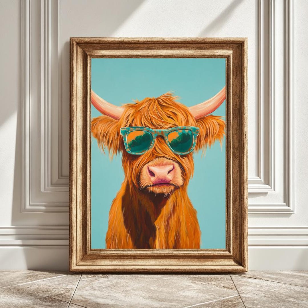 Highland Cow Andy Warhol Style Digital Art Print, Pop Art Gift, Cow Art ...