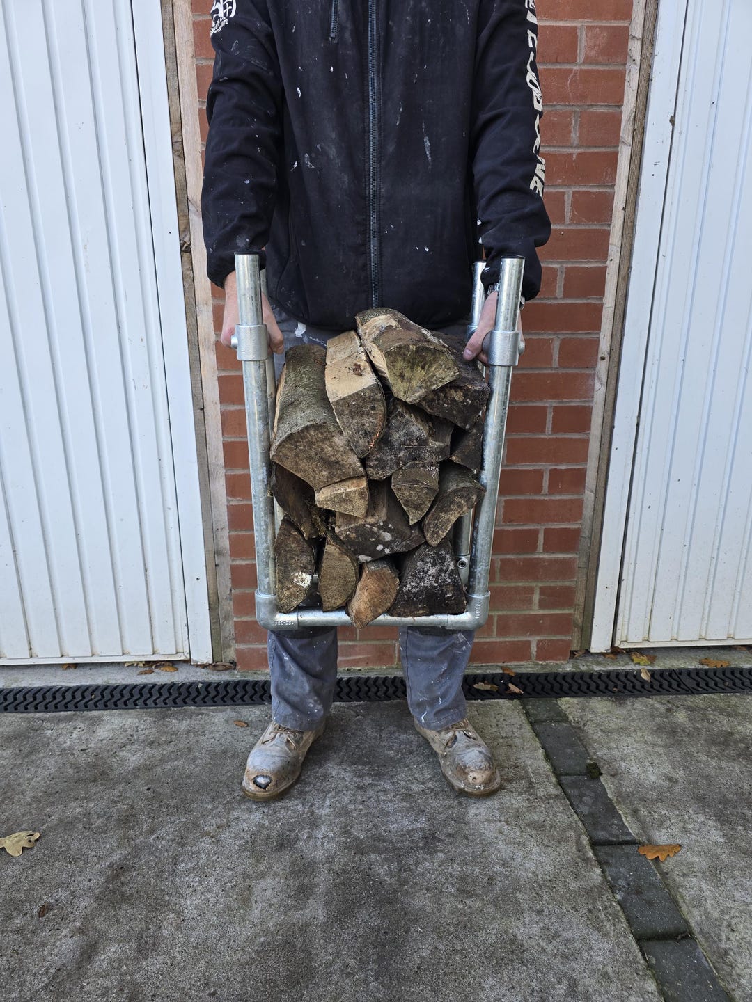 Galvanised Firewood Log Carrier, Log Holder, Log Store, Fireplace ...