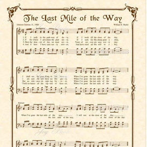 The Last Mile of the Way Christian Home & Office Decor Sheet Music Wall ...
