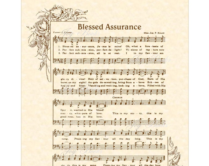 BLESSED ASSURANCE - Hymn on Parchment Wall Art Christian Home & Office ...