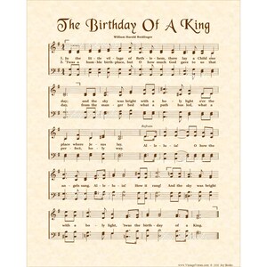 BIRTHDAY of A KING - Christmas Carol Wall Art- Sheet Music Art- Holiday ...
