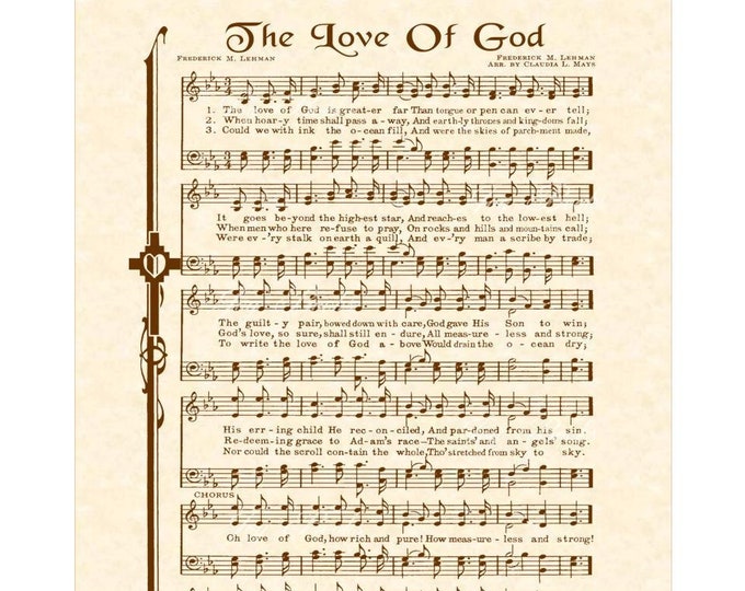 The LOVE of GOD Vintage Verses Custom Christian Home Decor Gospel Sheet ...