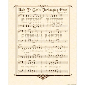 HOLD to GOD'S Unchanging Hand 8x10 Antique Hymn Art Print Natural ...