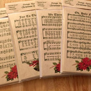 VINTAGE CAROL GREETINGS - Set of 6 Christmas Hymn Greeting Cards ...