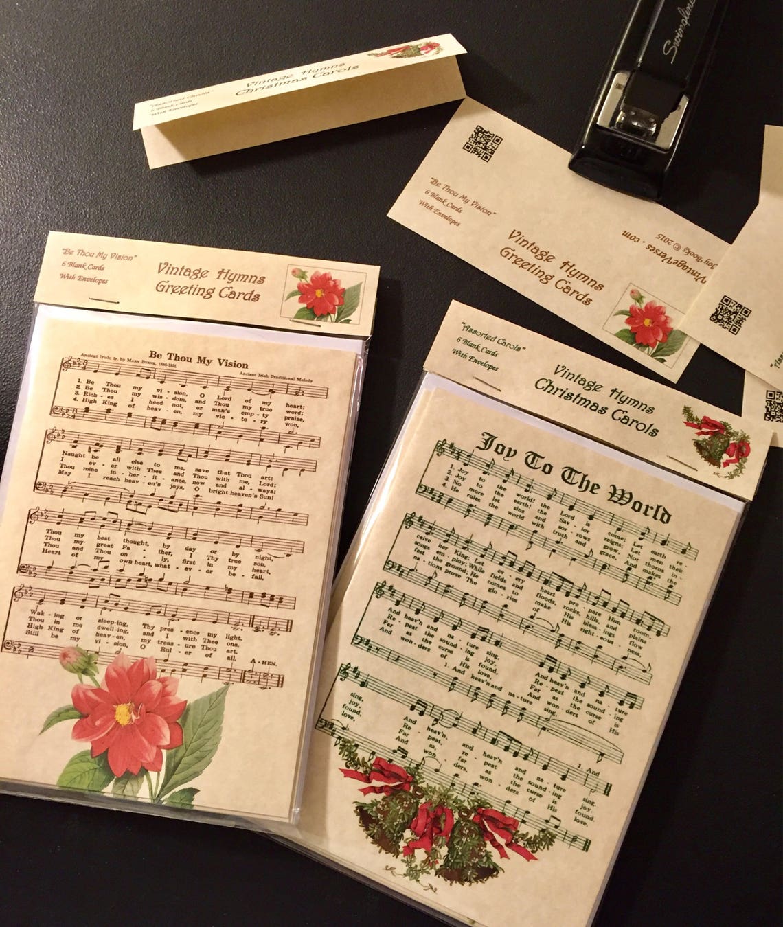 VINTAGE CAROL GREETINGS - Set of 6 Christmas Hymn Greeting Cards ...