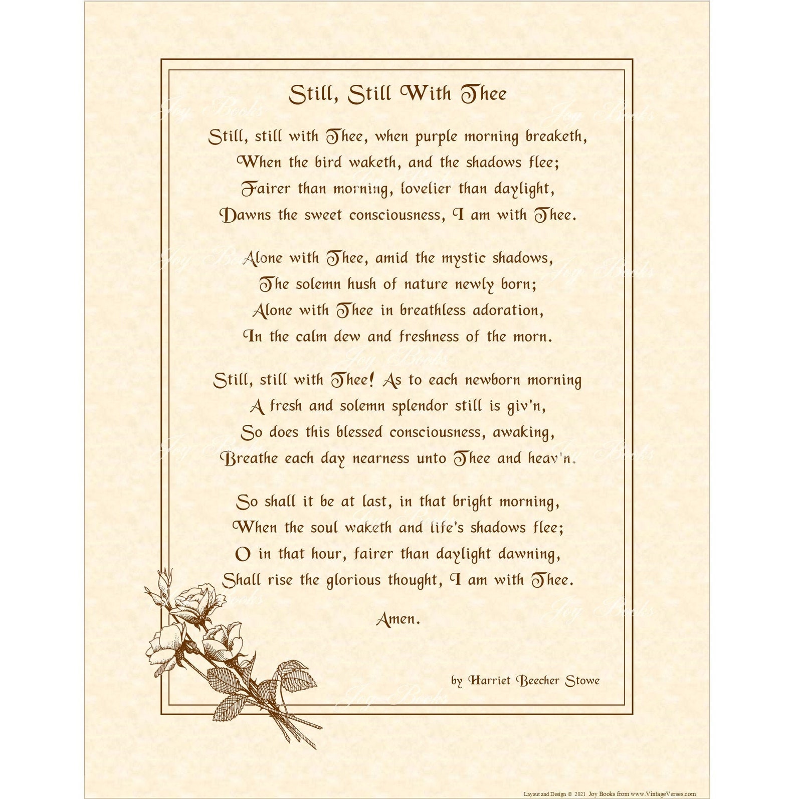 Still Still With Thee Poem by Harriet Beecher Stowe Home & - Etsy