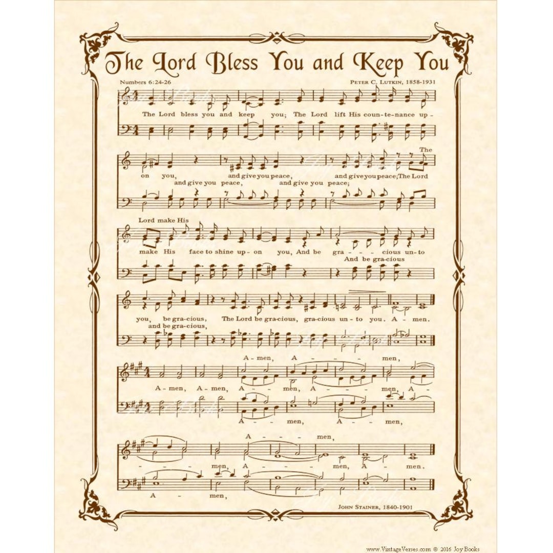 The LORD Bless You and Keep You- Hymn Wall Art Custom Christian Home ...