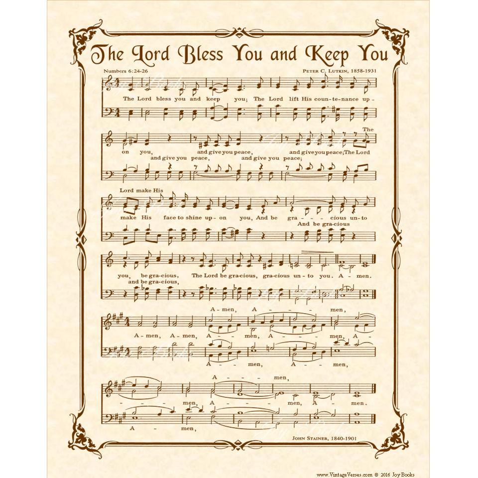The LORD Bless You and Keep You Hymn Wall Art Custom Christian Home ...