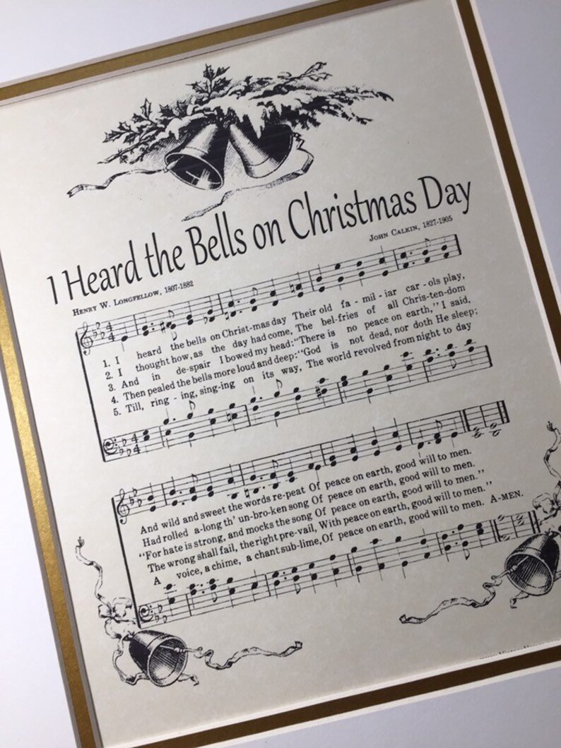 I Heard The Bells On Christmas Day Matted Christmas Carol Wall | Etsy