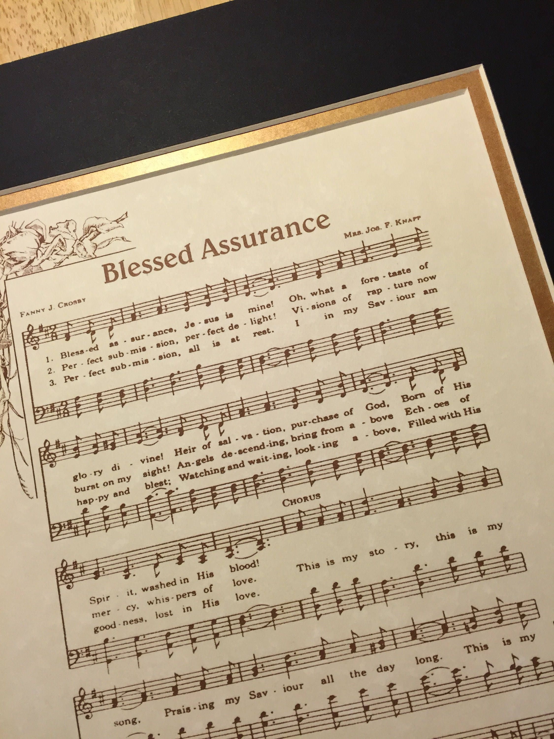 BLESSED ASSURANCE Hymn Wall Art Christian Home & Office Decor - Etsy.de