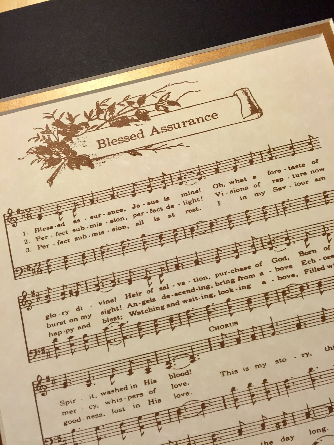 BLESSED ASSURANCE Hymn Wall Art Christian Home & Office Decor Vintage ...