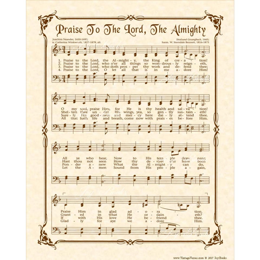 PRAISE to the LORD the ALMIGHTY Christian Home & Office Decor Vintage ...
