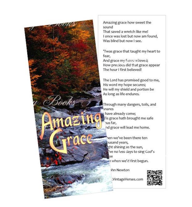 AMAZING GRACE Printed Autumn Hymn Bookmarks W Song Lyrics - Etsy