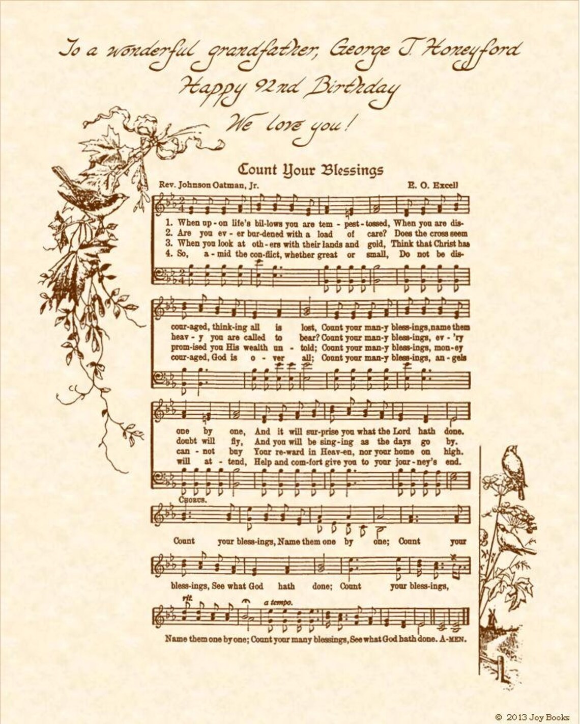 PERSONALIZE THIS - 8x10 Antique Hymn or Calligraphy Art Print Natural ...