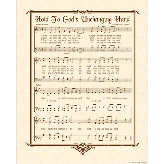 HOLD to GOD'S Unchanging Hand 8x10 Antique Hymn Art Print - Etsy