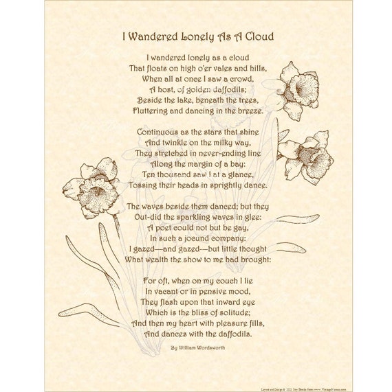I Wandered Lonely As A Cloud Daffodils Poem By William