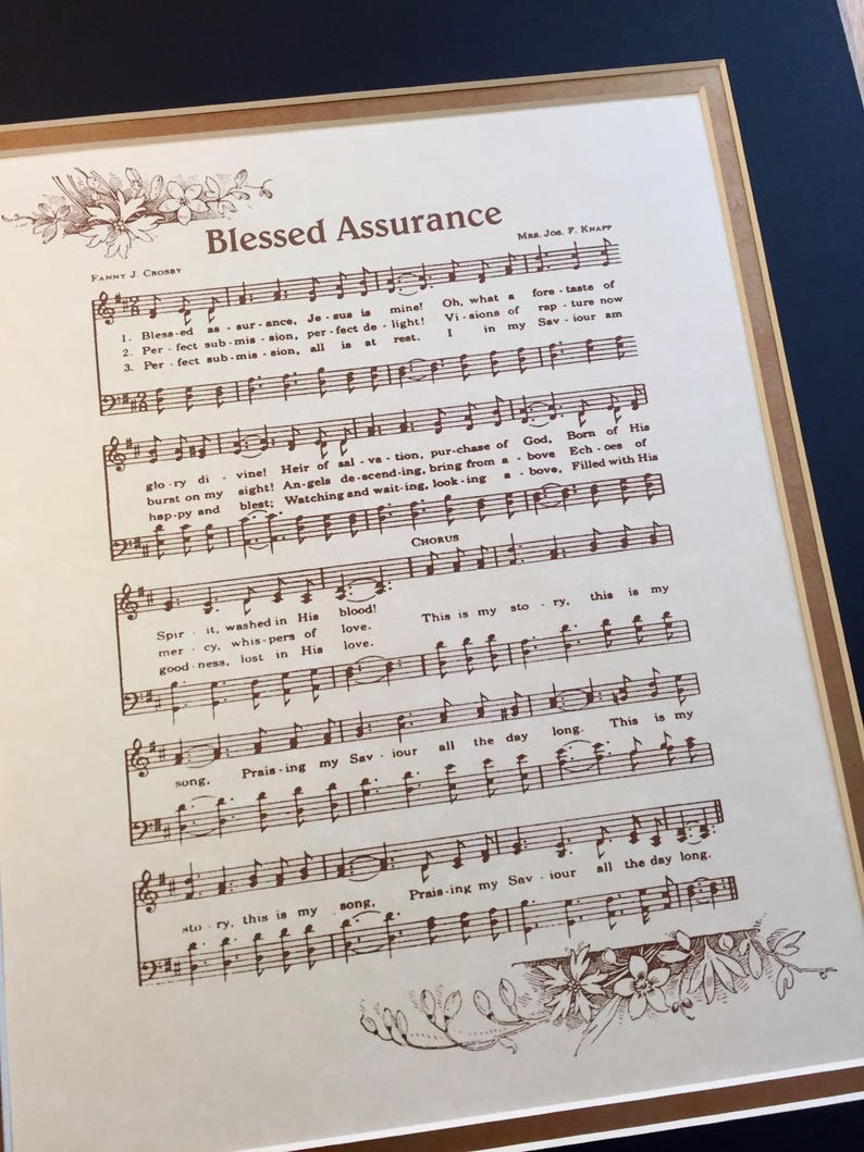 BLESSED ASSURANCE Hymn Wall Art Christian Home & Office Decor Vintage ...