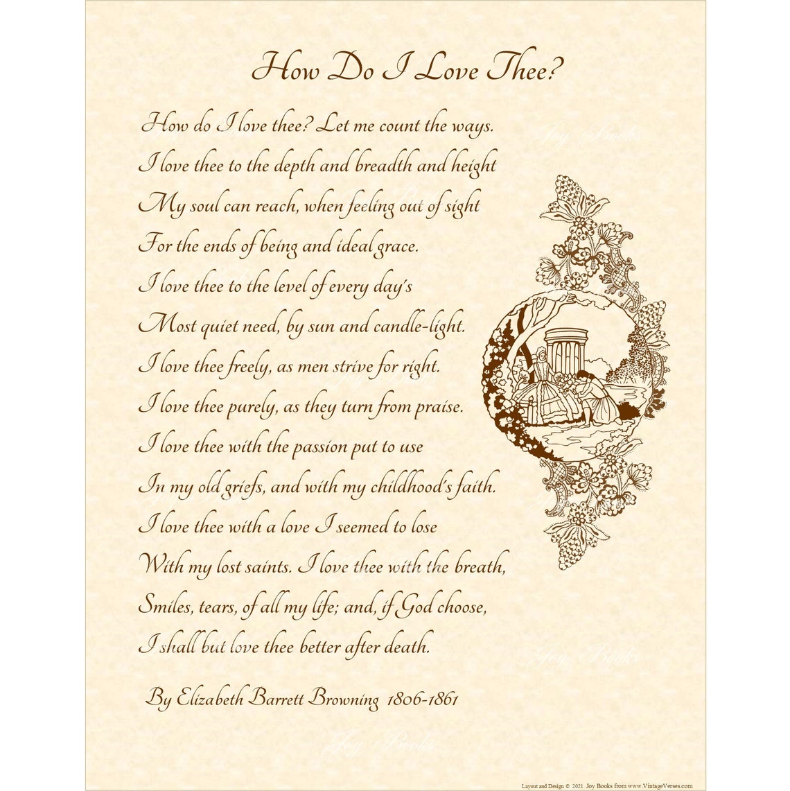How Do I Love Thee Poem by Elizabeth Barrett Browning Home and - Etsy