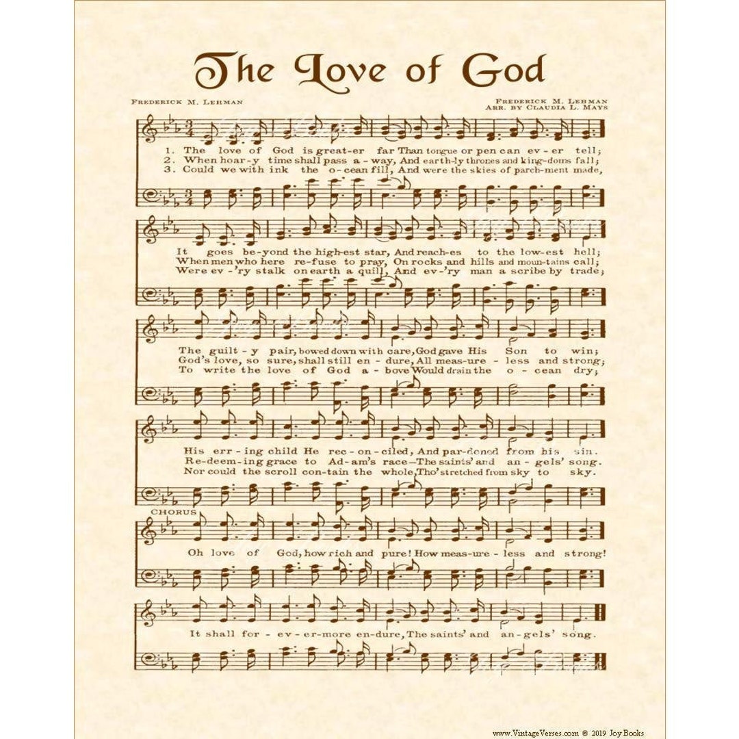 The LOVE of GOD Vintage Verses Christian Home & Office Decor Hymn on ...