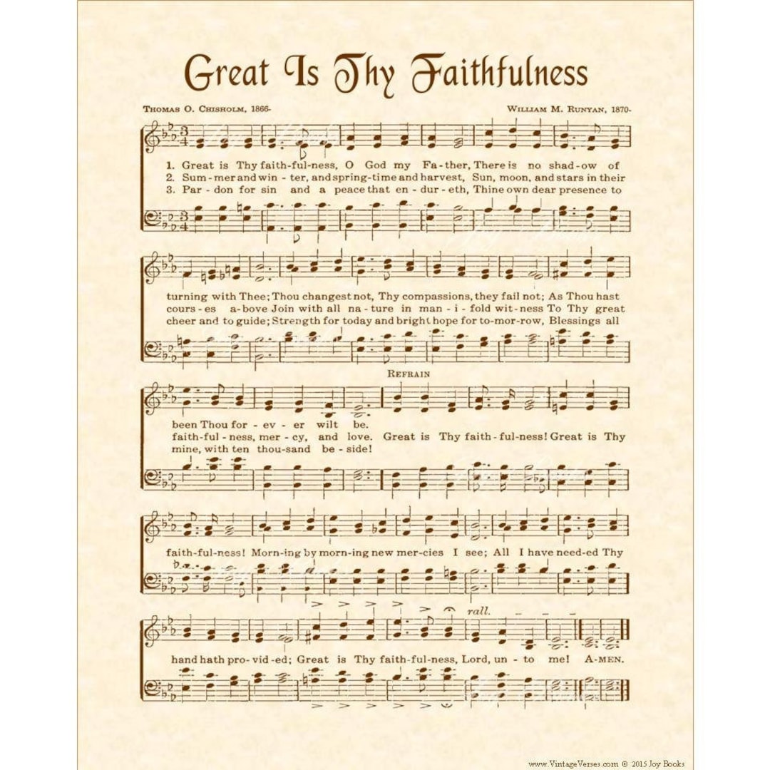 GREAT is THY FAITHFULNESS - Hymn Wall Art Christian Home & Office Decor ...