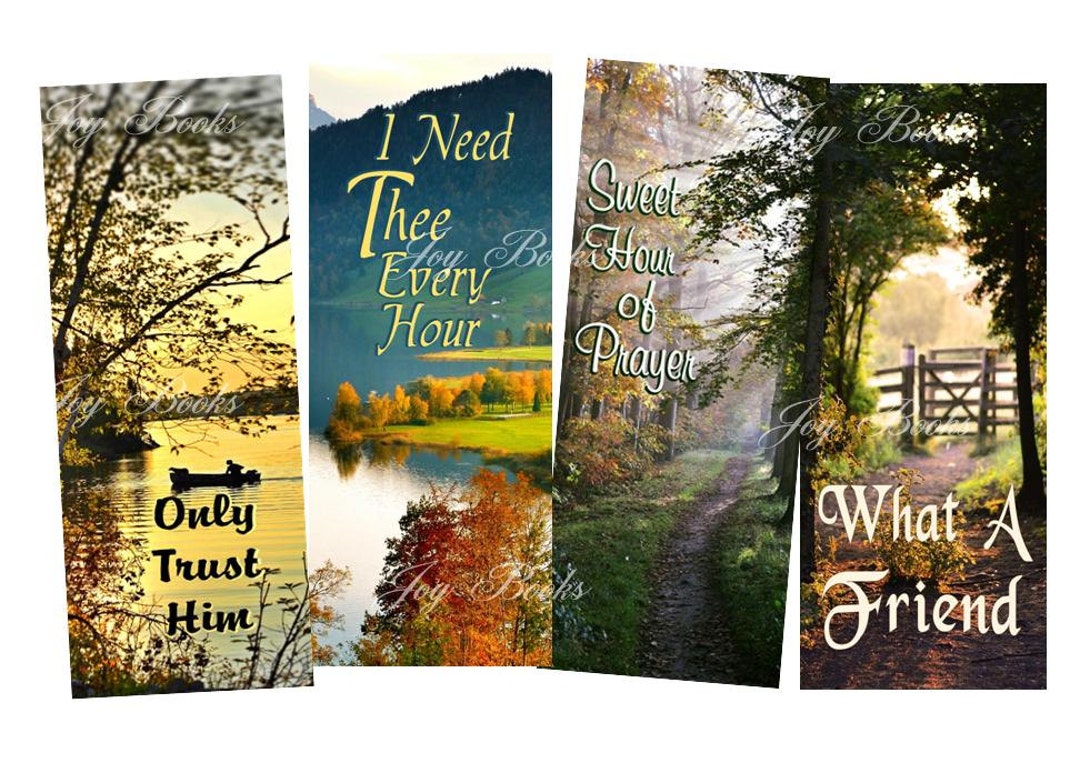 CHRISTIAN SCENIC Printed Hymn Bookmarks W Song Lyrics Vintage Verses ...