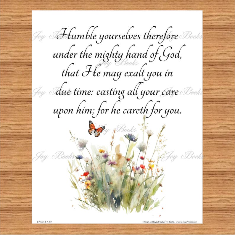 Be Humble 1 Peter 5:6-7 Christian Home & Office Decor Vintage Verses ...