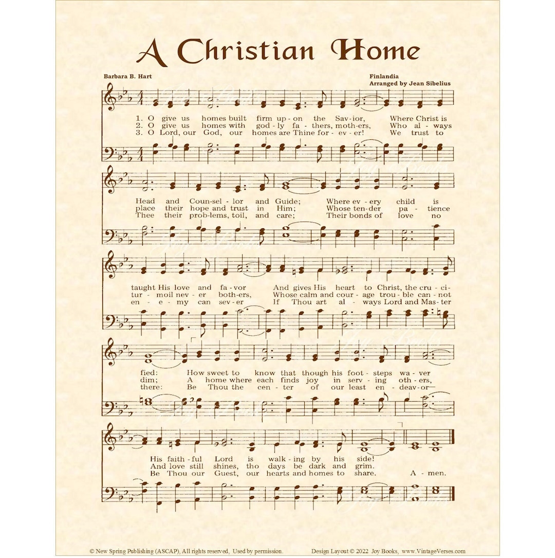 A CHRISTIAN HOME - Christian Home or Office Decor Sheet Music Wall Art ...