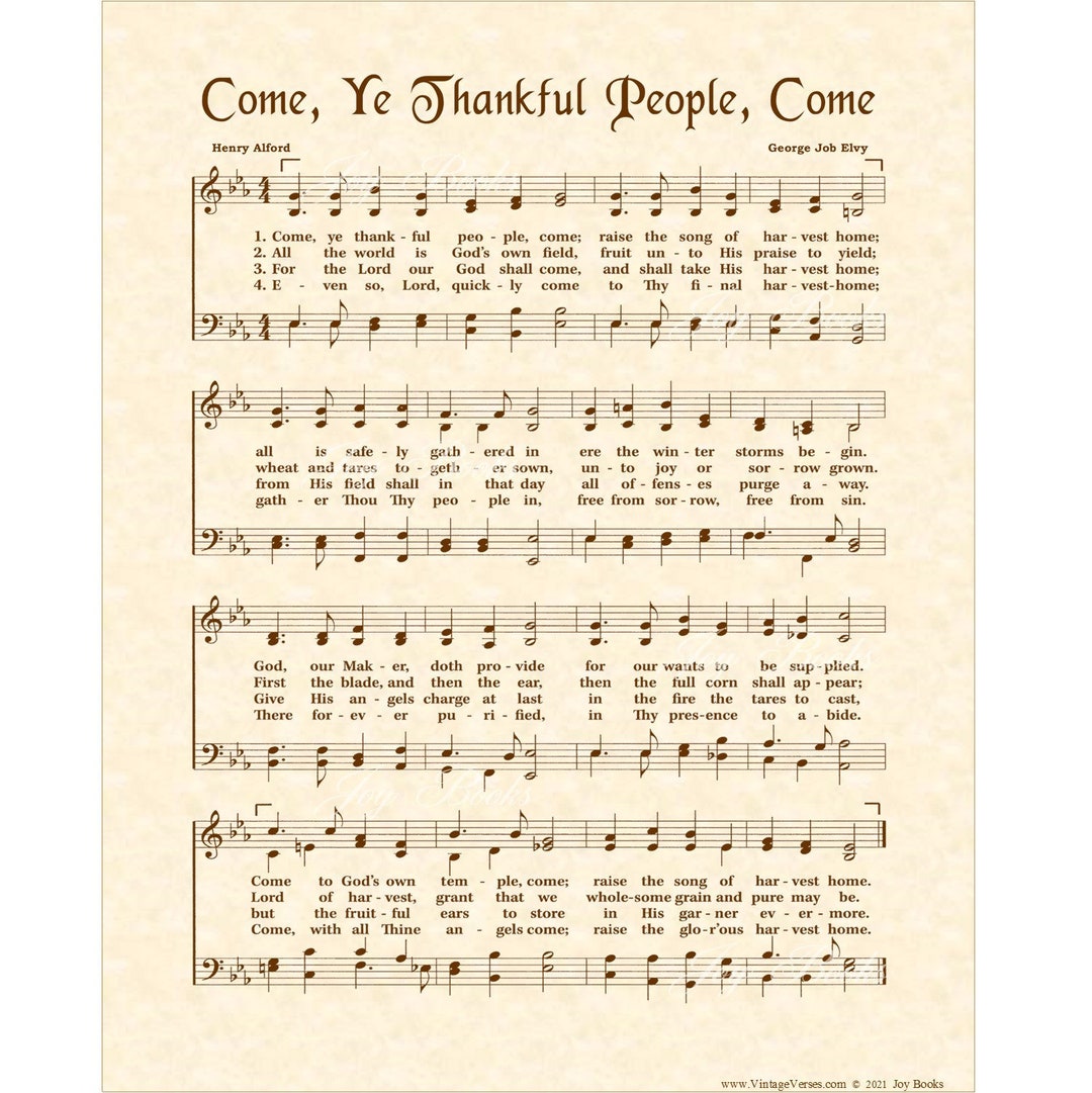 Come Ye Thankful People Come - Christian Home & Office Decor Wall Art ...