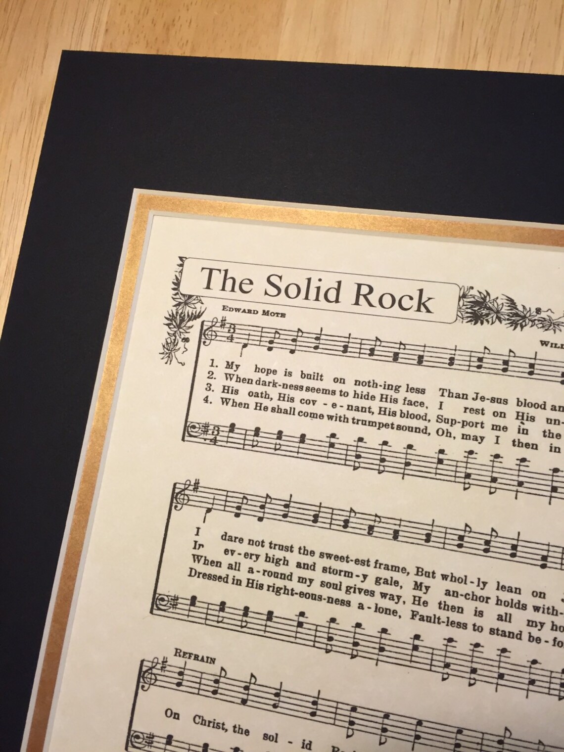 THE SOLID ROCK Aka My Hope is Built - Matted Hymn Wall Art - Custom ...