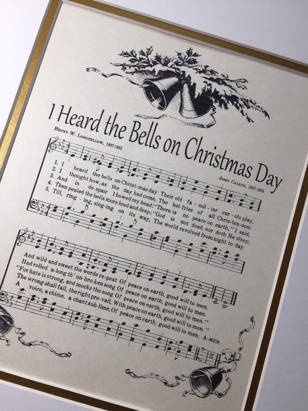 I Heard the Bells on Christmas Day Matted Christmas Carol Wall Art ...