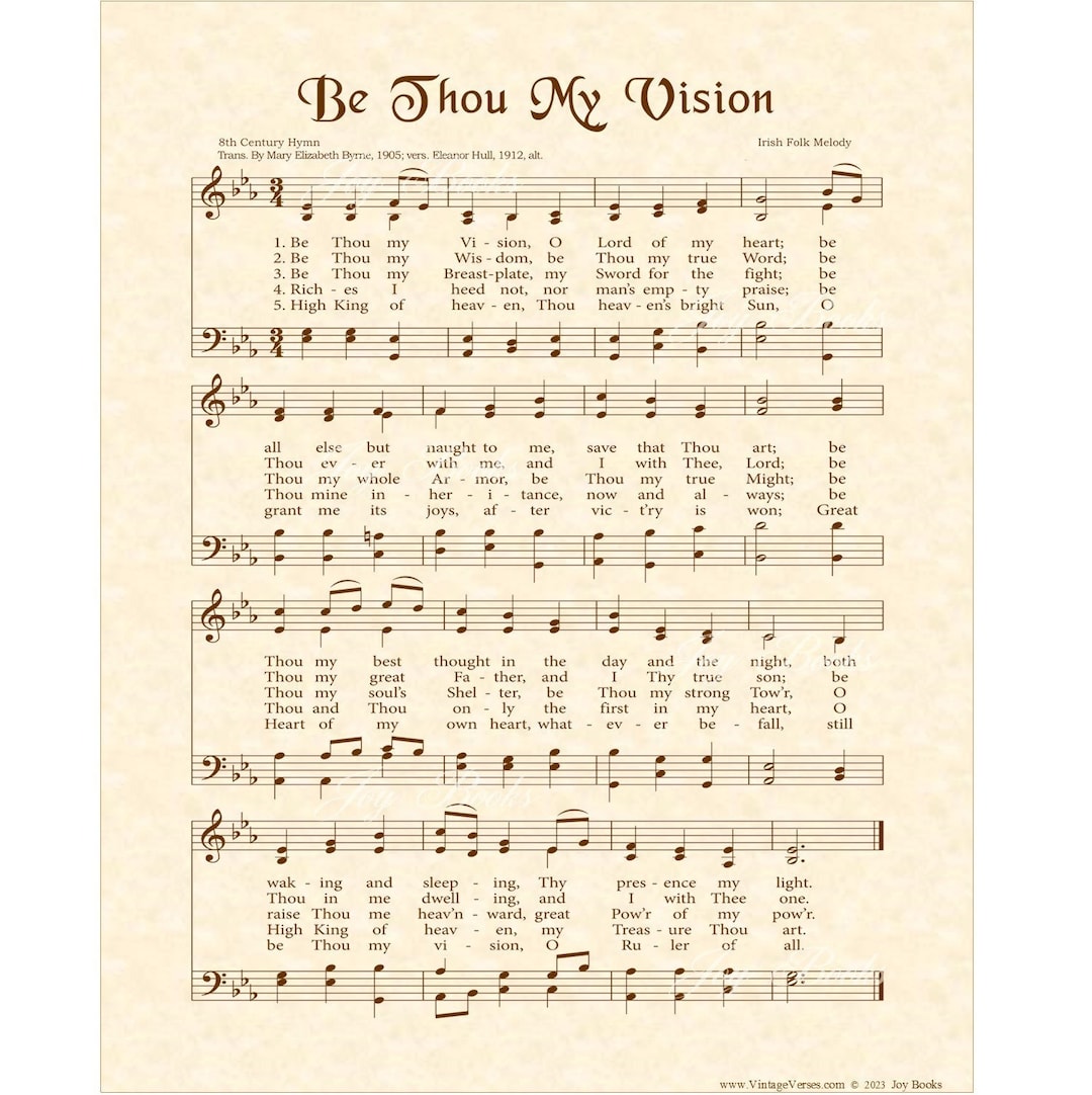 BE THOU My VISION 11x14 Hymn on Parchment 5 Verses Christian Home ...