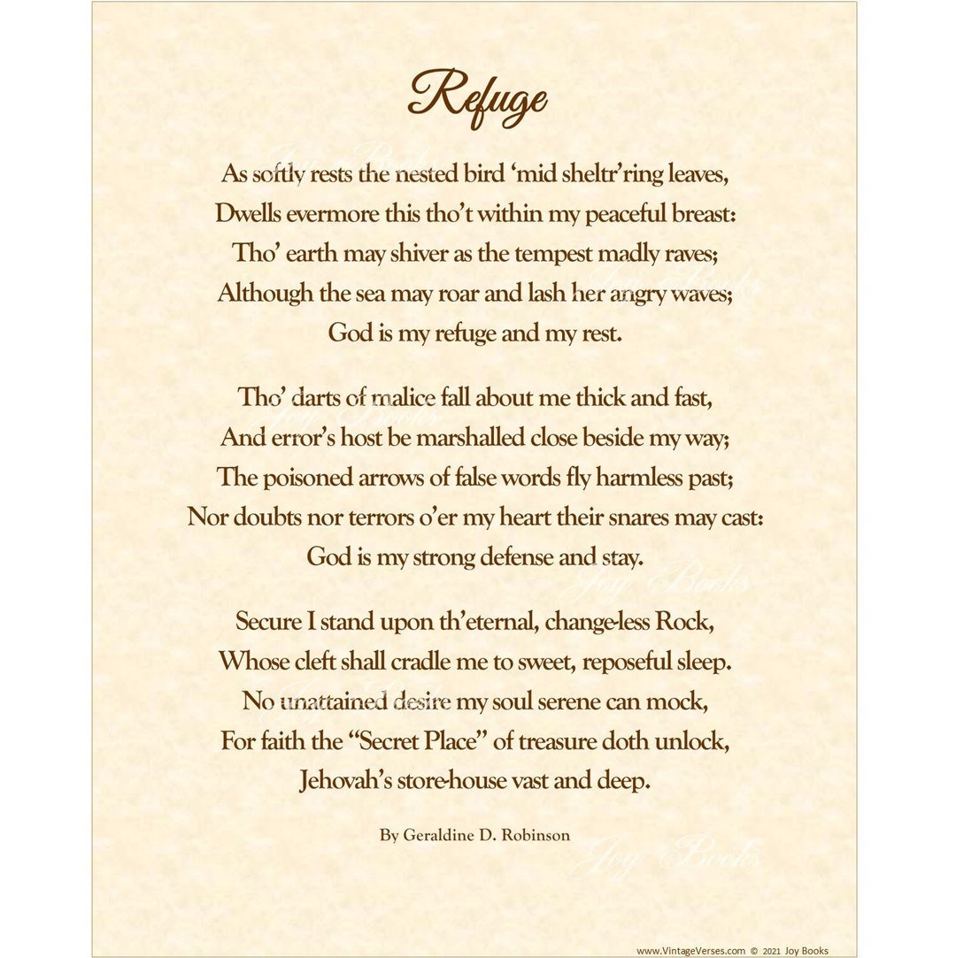 Refuge by Geraldine D. Robinson Home & Office Decor Calligraphy ...