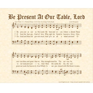 Be Present at Our Table Lord Christian Home & Office Decor Sheet Music ...
