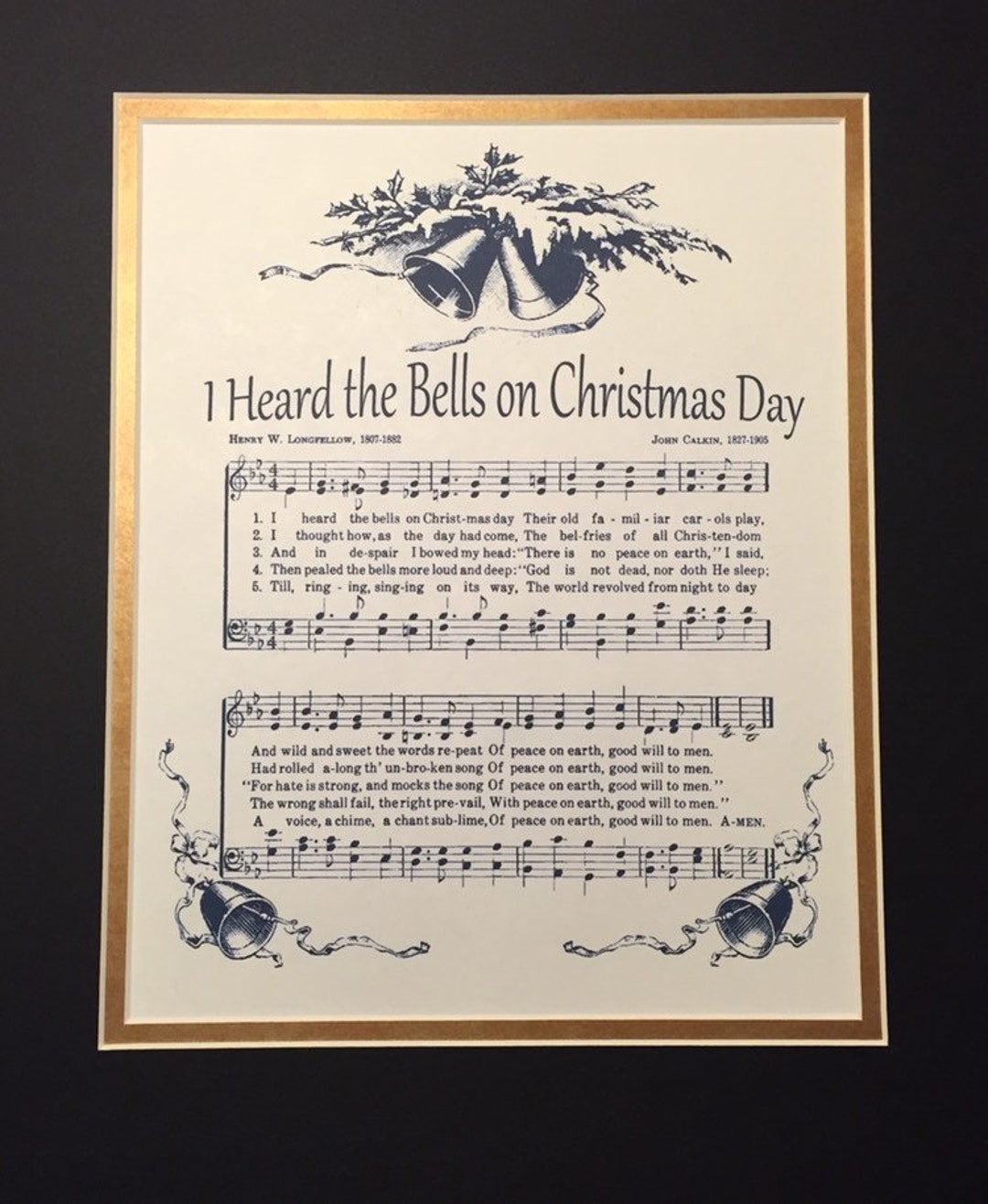 I Heard the Bells on Christmas Day Matted Christmas Carol Wall Art ...