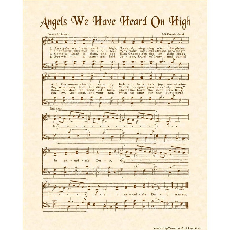 ANGELS We Have HEARD On HIGH Hymn Art Custom Christian Home | Etsy