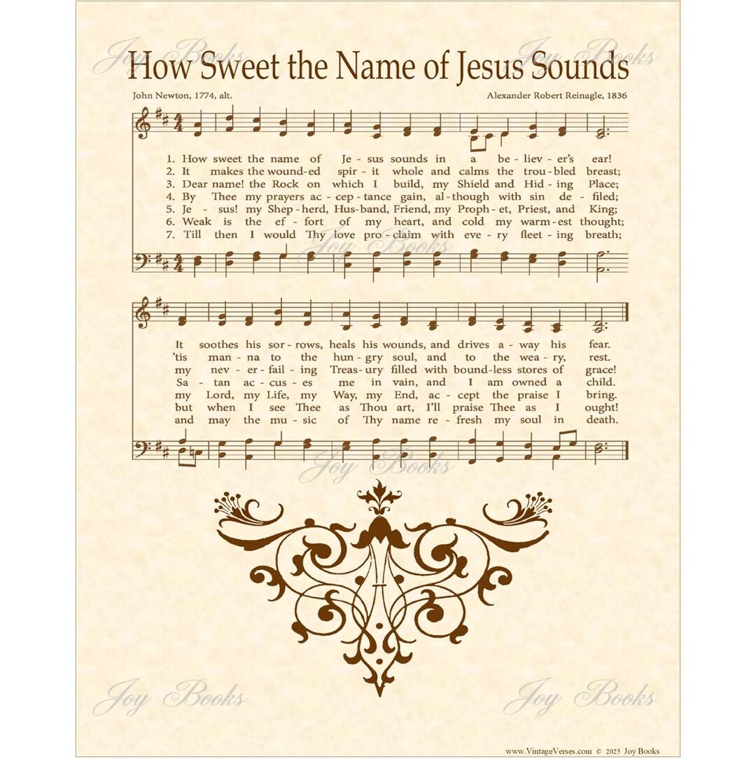 HOW SWEET the Name of Jesus Sounds - Sheet Music Art Vintage Verses ...