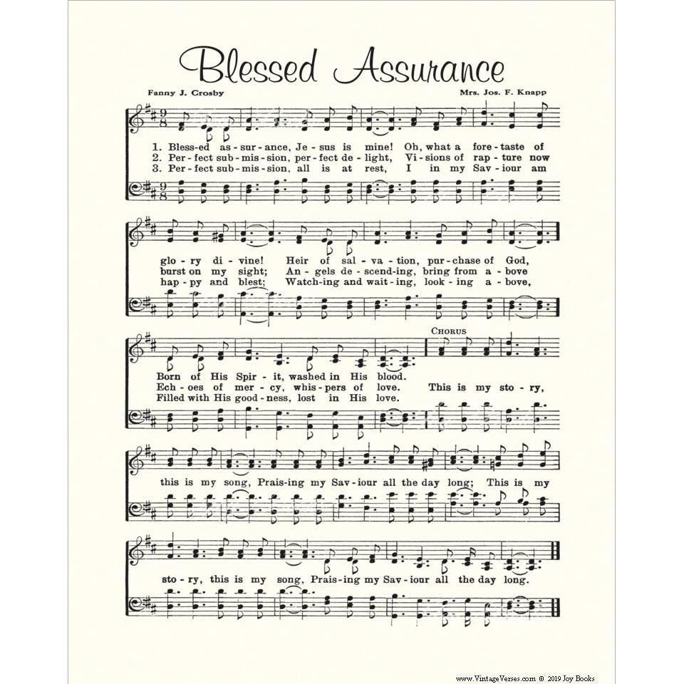 BLESSED ASSURANCE Hymn Wall Art Christian Home & Office Decor - Etsy