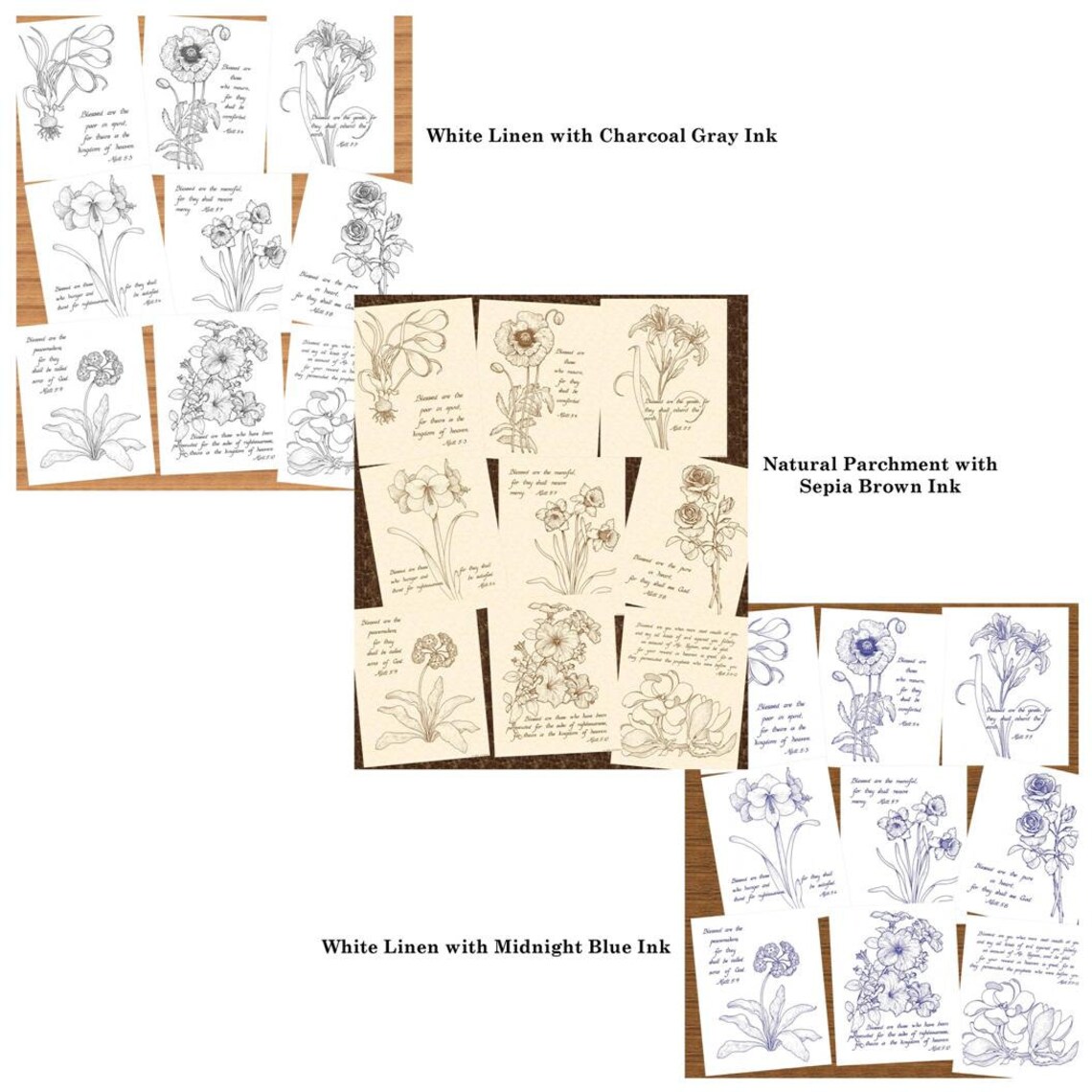 THE BEATITUDES 9 Piece Set of Hand Written Calligraphy Art Prints ...