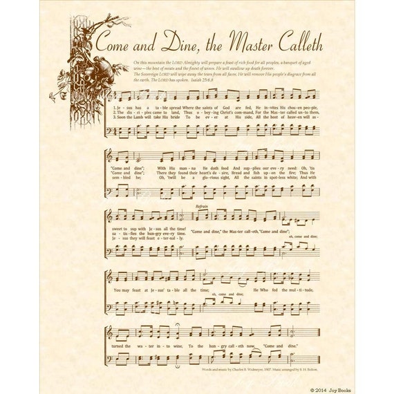 COME AND DINE Aka Jesus Has A Table Spread 8x10 Hymn on - Etsy